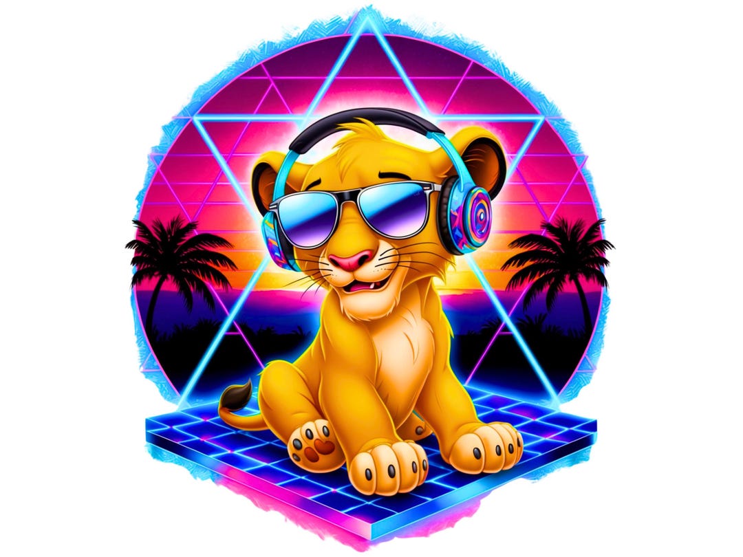 Digital Lion King Simba Retro Tropical PNG Design Clipart -commercial ...