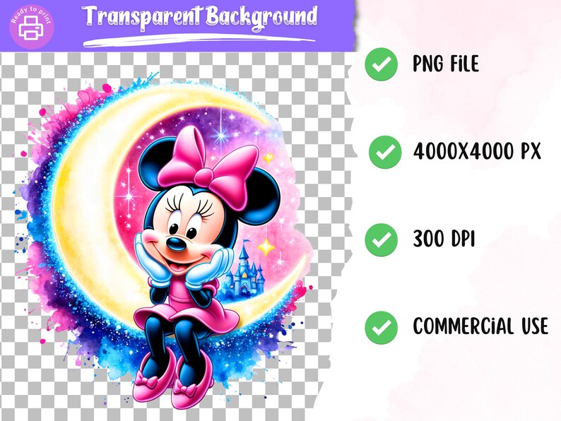 Baby Minnie Mouse PNG Clipart: Magic Moon Night Design (commercial Use ...