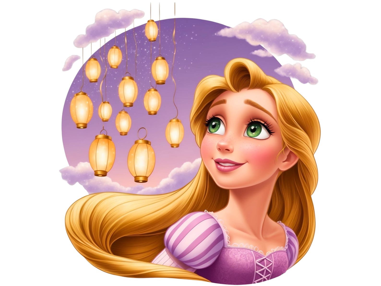 Rapunzel Lanterns Sunset PNG Clipart: Watercolor Princess Design ...