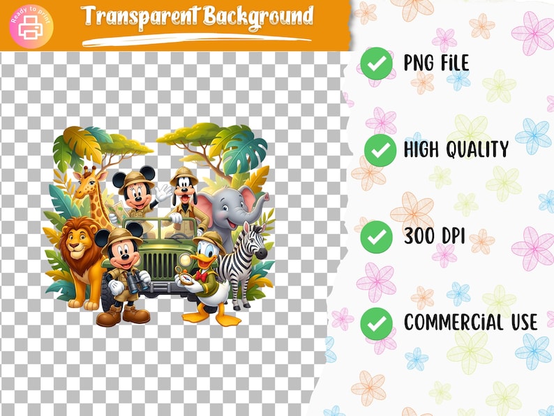 Mickey and Friends Safari Trip PNG – Jungle Adventure Cartoon Design ...