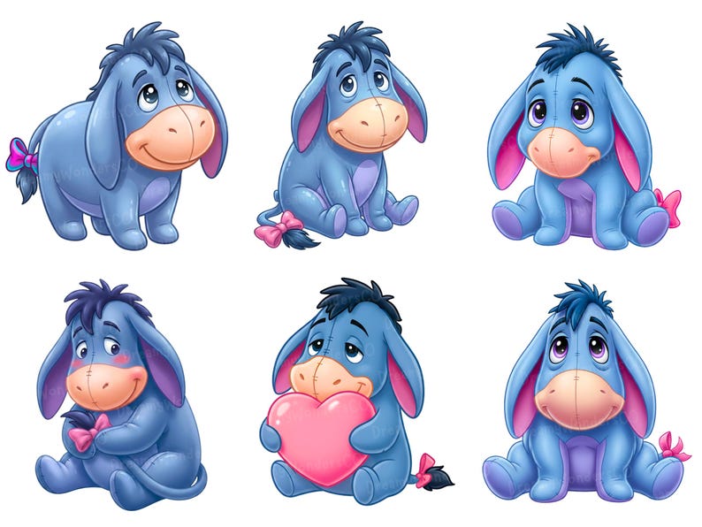 Eeyore Little Bundle 15 Pngs – Donkey Cartoon Character Collection ...