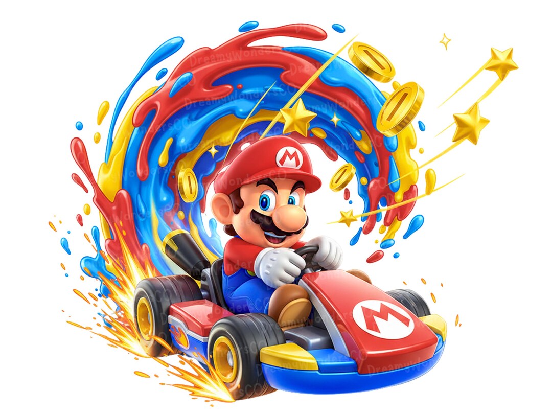 Super Mario Racing Splash PNG – Dynamic Action Design Clipart (digital ...
