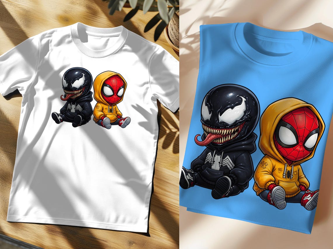 Spiderman and Venom Street Style PNG – Urban Hero and Villain Design ...