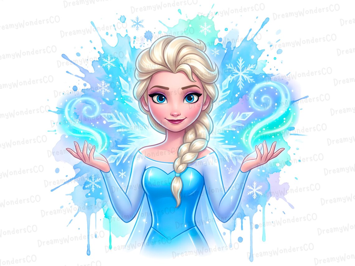 Elsa Watercolor Magic Splash PNG – Icy Fantasy Paint Frozen Design ...