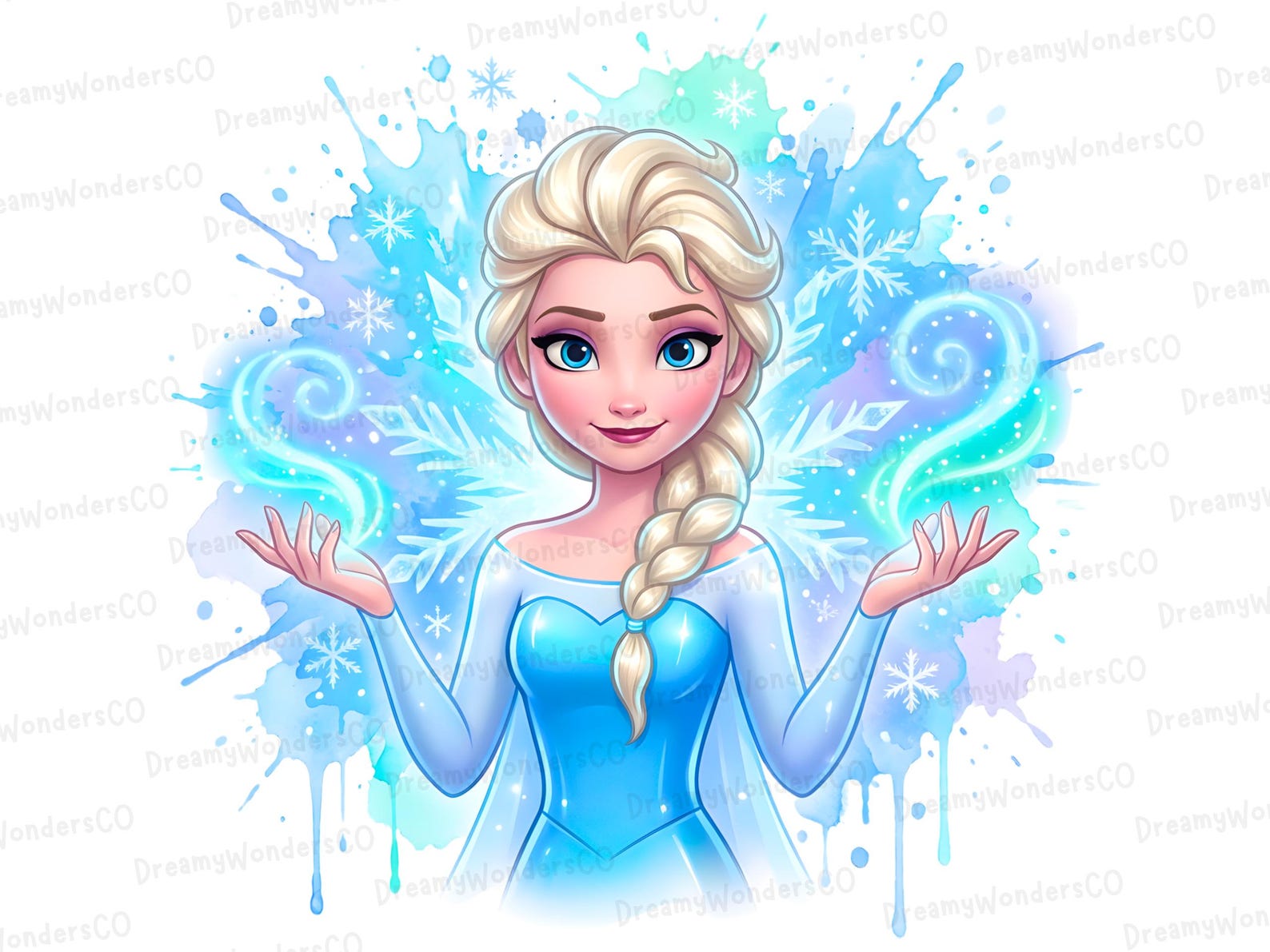 Elsa Watercolor Magic Splash PNG – Icy Fantasy Paint Frozen Design ...
