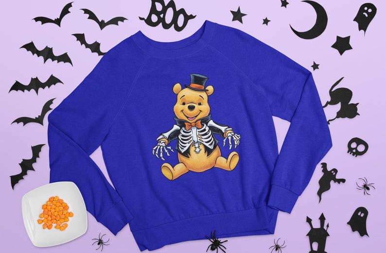 Halloween Winnie the Pooh Skeleton Clipart: PNG & SVG Digital Design ...