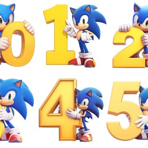 Sonic Numbers Clipart: 10 PNG & SVG Digital Bundle, Commercial Use - Etsy