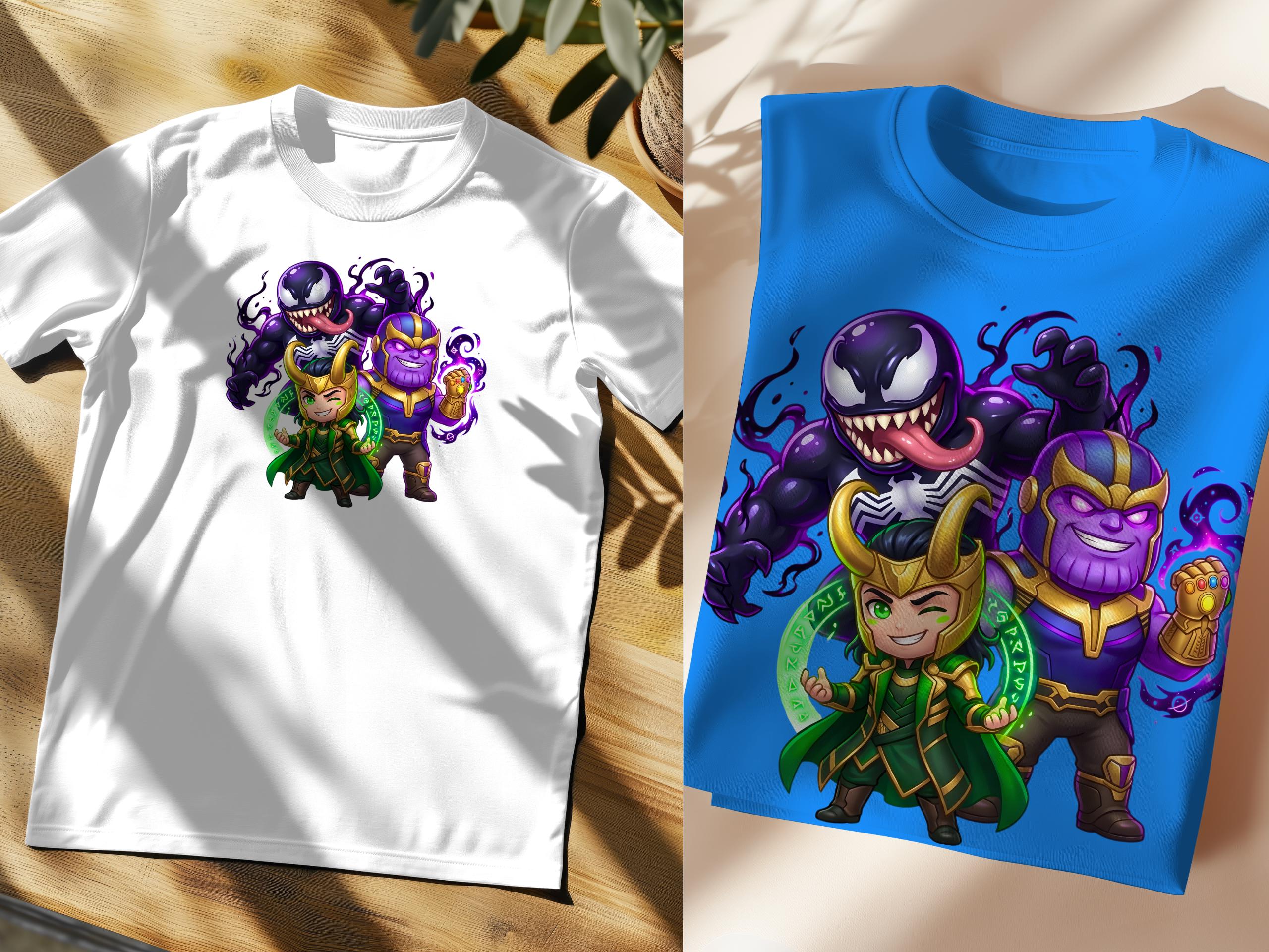 Chibi Villains Design PNG – Venom Loki Thanos Evil Style Design Clipart ...