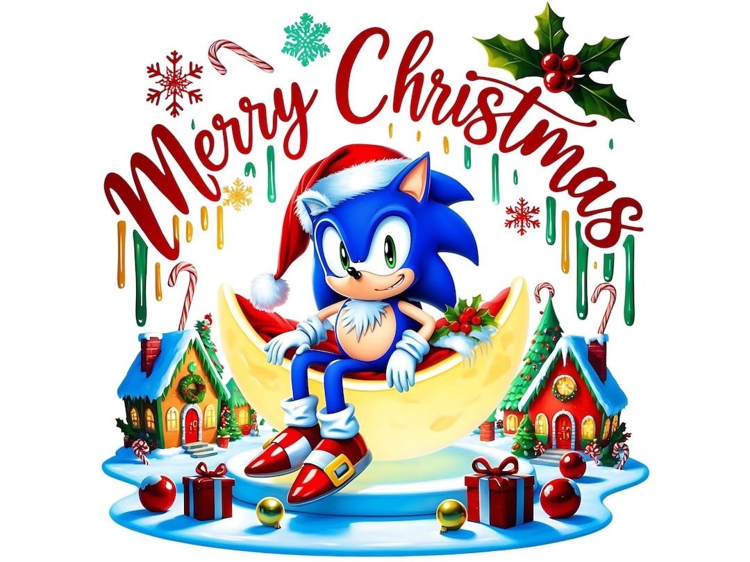 Digital Sonic "merry Chrismas" PNG & SVG T-shirt Design Clipart ...