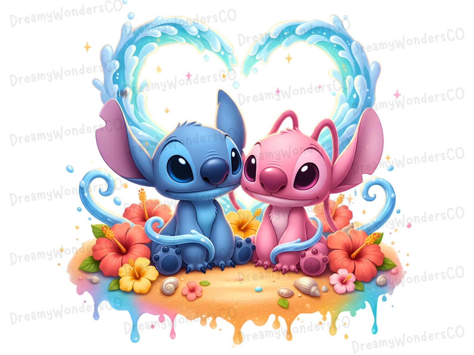 Stitch and Angel Beach Splash Clipart: PNG Design (digital Download) - Etsy