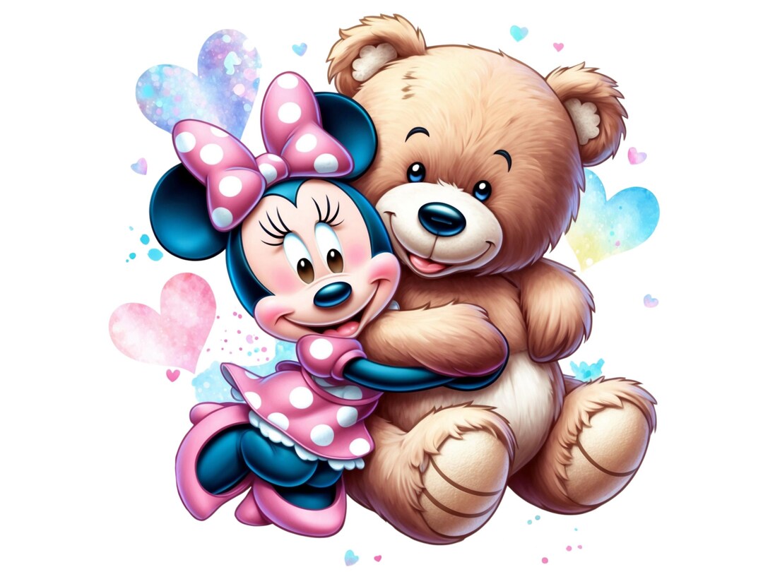 Minnie Hugging Teddy Bear Clipart: Commercial Use PNG (digital Download ...