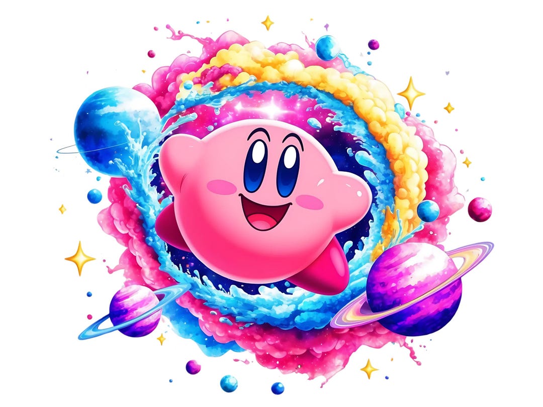 Digital Cute Kirby Galaxy Splash PNG Design Clipart -commercial Use ...
