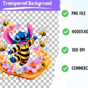 Digital Cute Stitch in Bee Onesie PNG Design Clipart -commercial Use ...