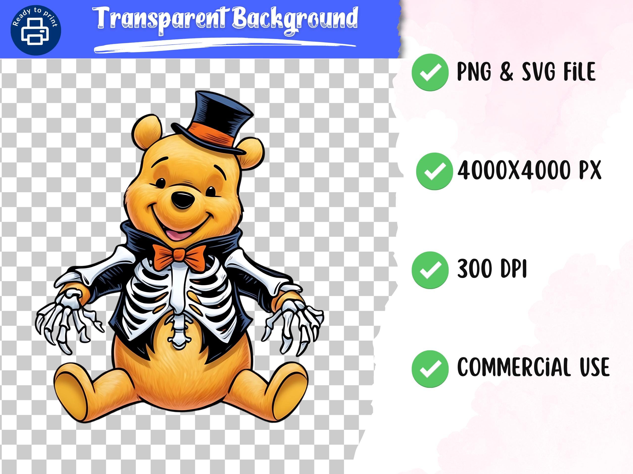 Halloween Winnie the Pooh Skeleton Clipart: PNG & SVG Digital Design ...