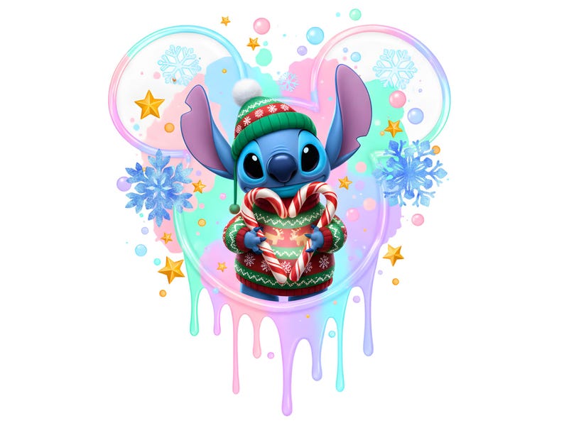 Pastel Christmas Stitch PNG Clipart: 3D Holiday Design (digital ...