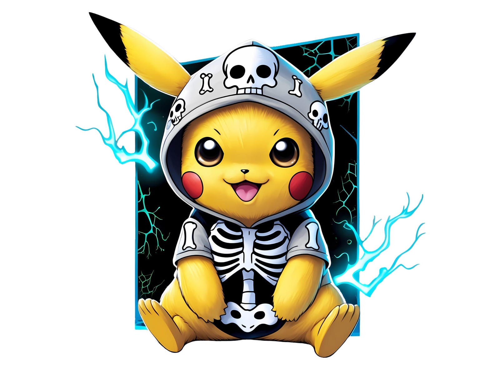 Halloween Digital Pikachu Skeleton PNG & SVG Design Clipart commercial ...
