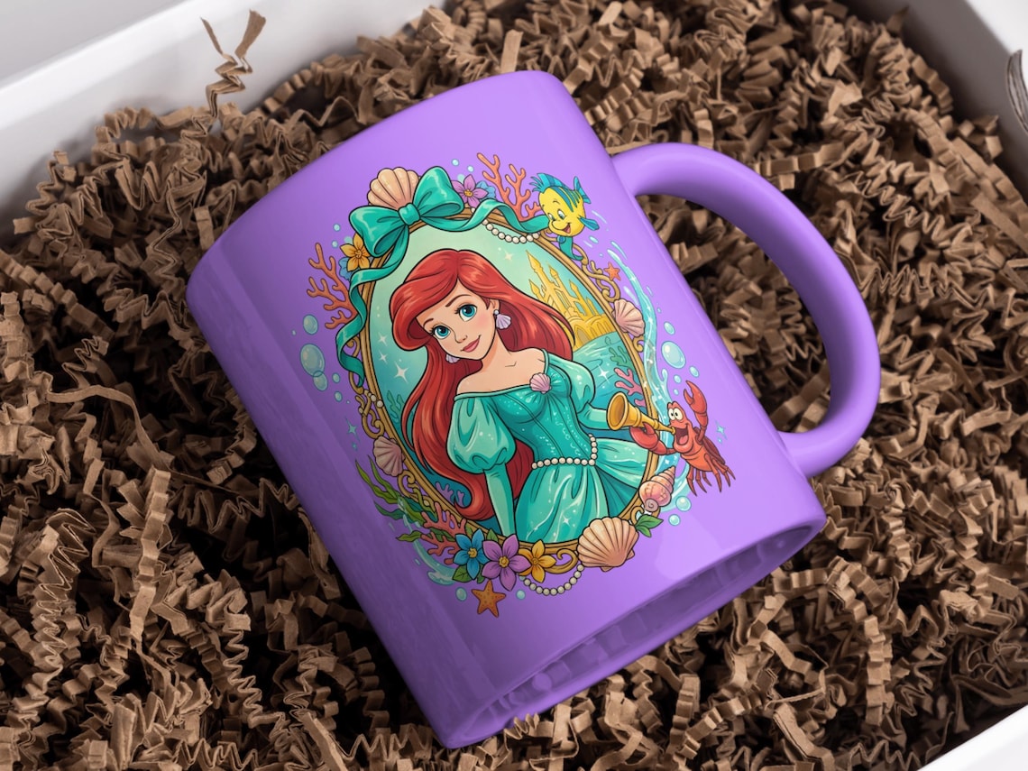 Princess Mermaid Ariel Vintage Frame PNG – Elegant Ocean Storybook ...
