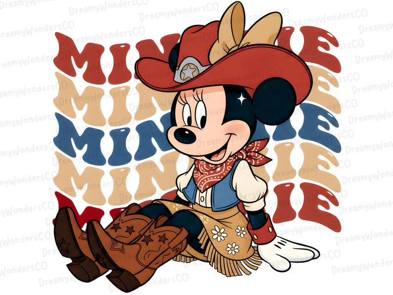 Minnie Cowgirl Design PNG – Western Cartoon Style Clipart (digital ...