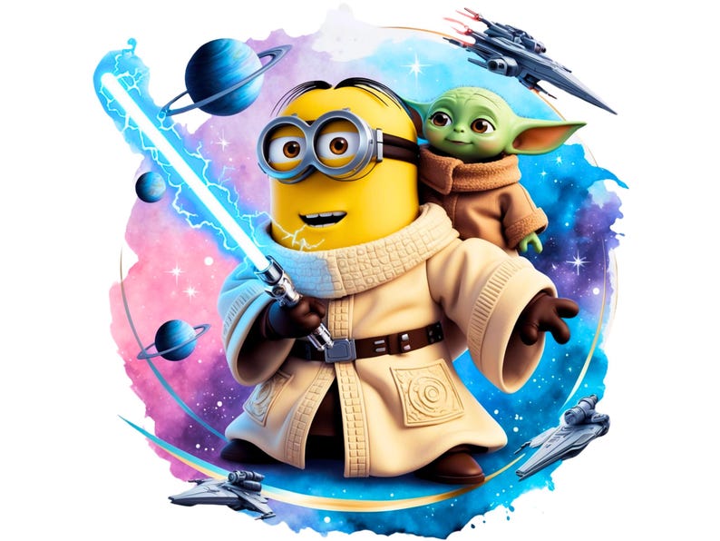Digital Minion With Baby Yoda Galaxy Space PNG & SVG Clipart Design ...