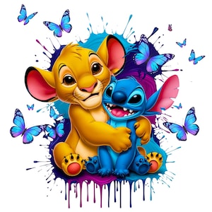 Simba and Stitch PNG SVG Clipart: T-shirt Mug Design (digital Download ...