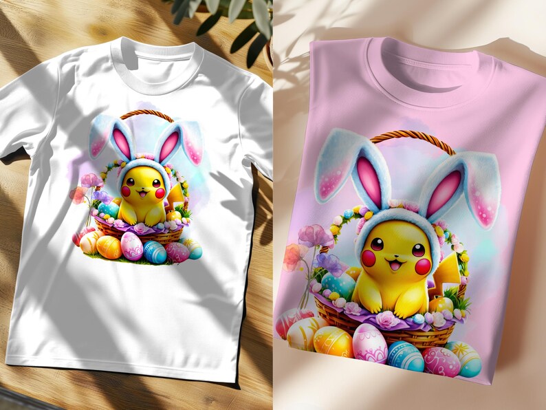 Digital Cute Pikachu Easter Bunny PNG Design Clipart -commercial Use ...