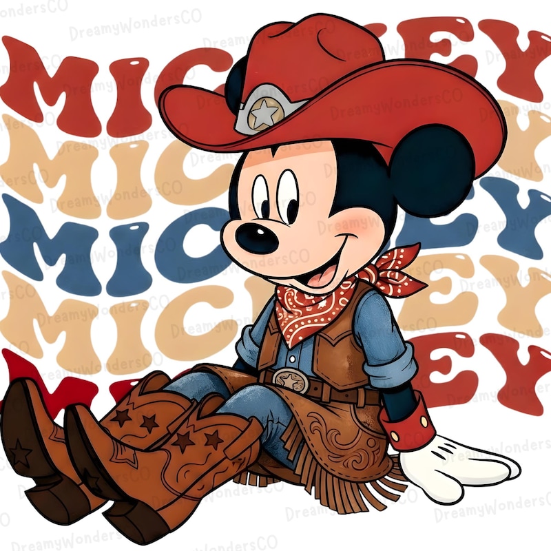 Mickey Cowboy - Etsy