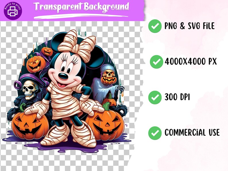 Digital Minnie Mouse Halloween Mummy PNG & SVG Design Clipart ...