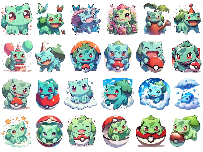 Bulbasaur Clipart MEGA Bundle: 82 PNG & SVG Designs (commercial Use) - Etsy
