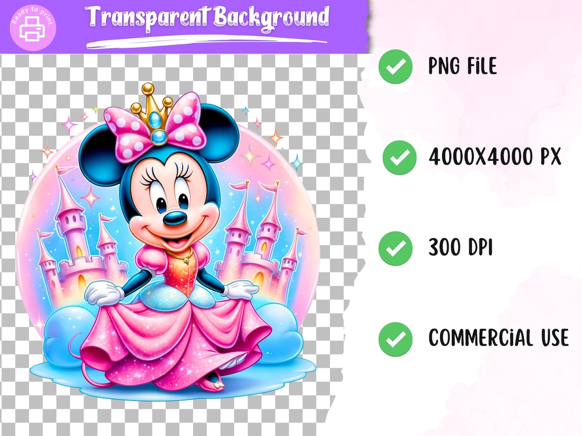 Digital Minnie Princess Castle PNG Design Clipart - Commercial Use ...