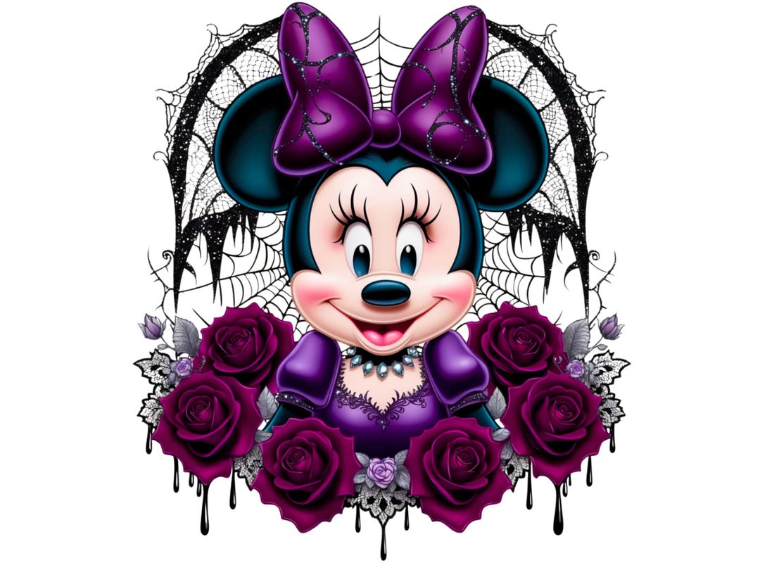 Gothic Minnie Mouse Purple Roses PNG Clipart: Commercial Use (digital ...