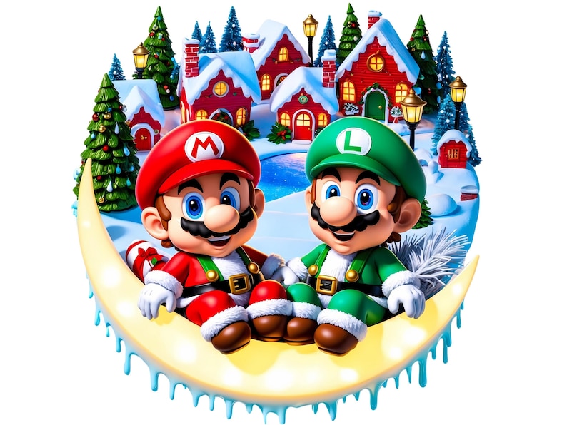 Christmas Mario & Luigi Clipart – Holiday PNG SVG Design (commercial ...