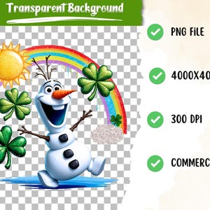 Olaf Snowman St Patrick's Day Clipart: Commercial PNG Design (digital ...