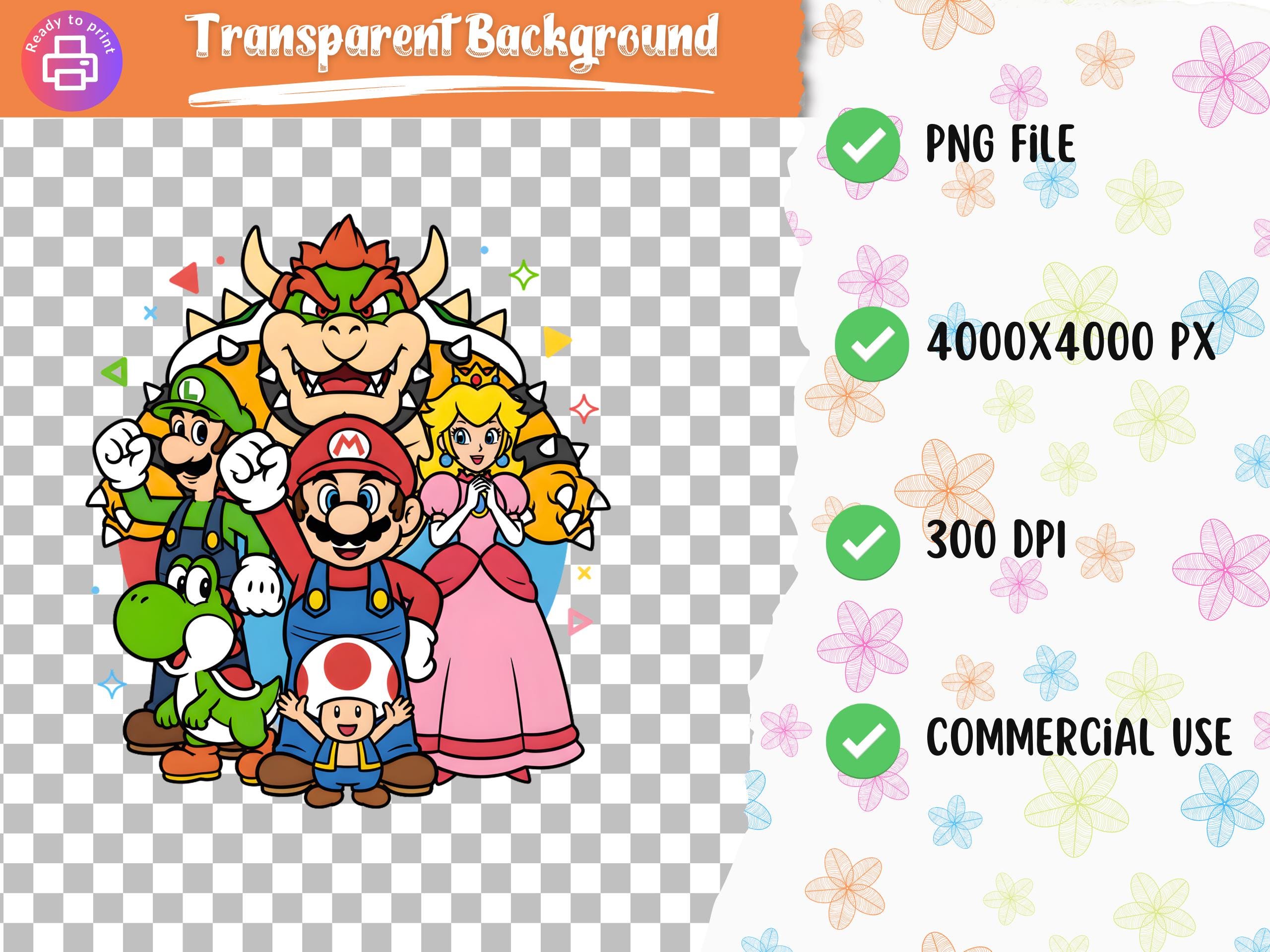 Super Mario Characters Design PNG Colorful Gaming Artwork Group ...