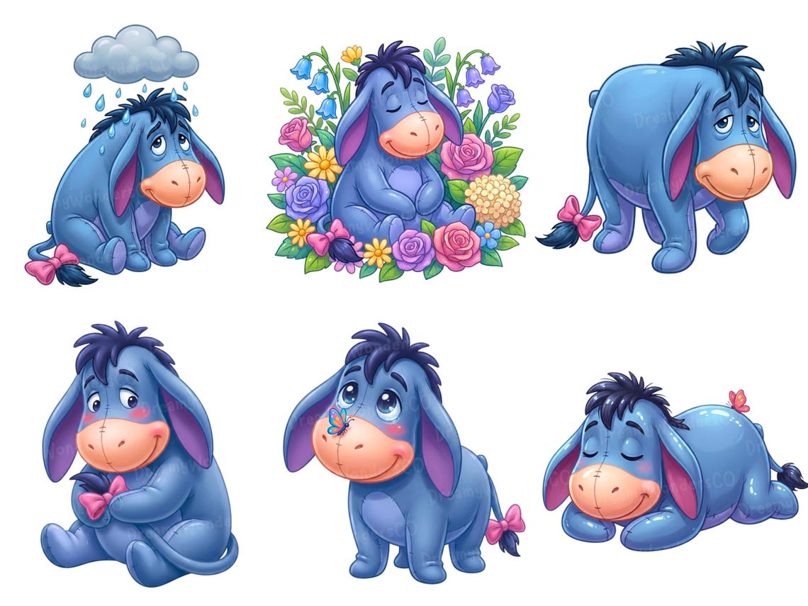 Eeyore Little Bundle 15 Pngs – Donkey Cartoon Character Collection ...