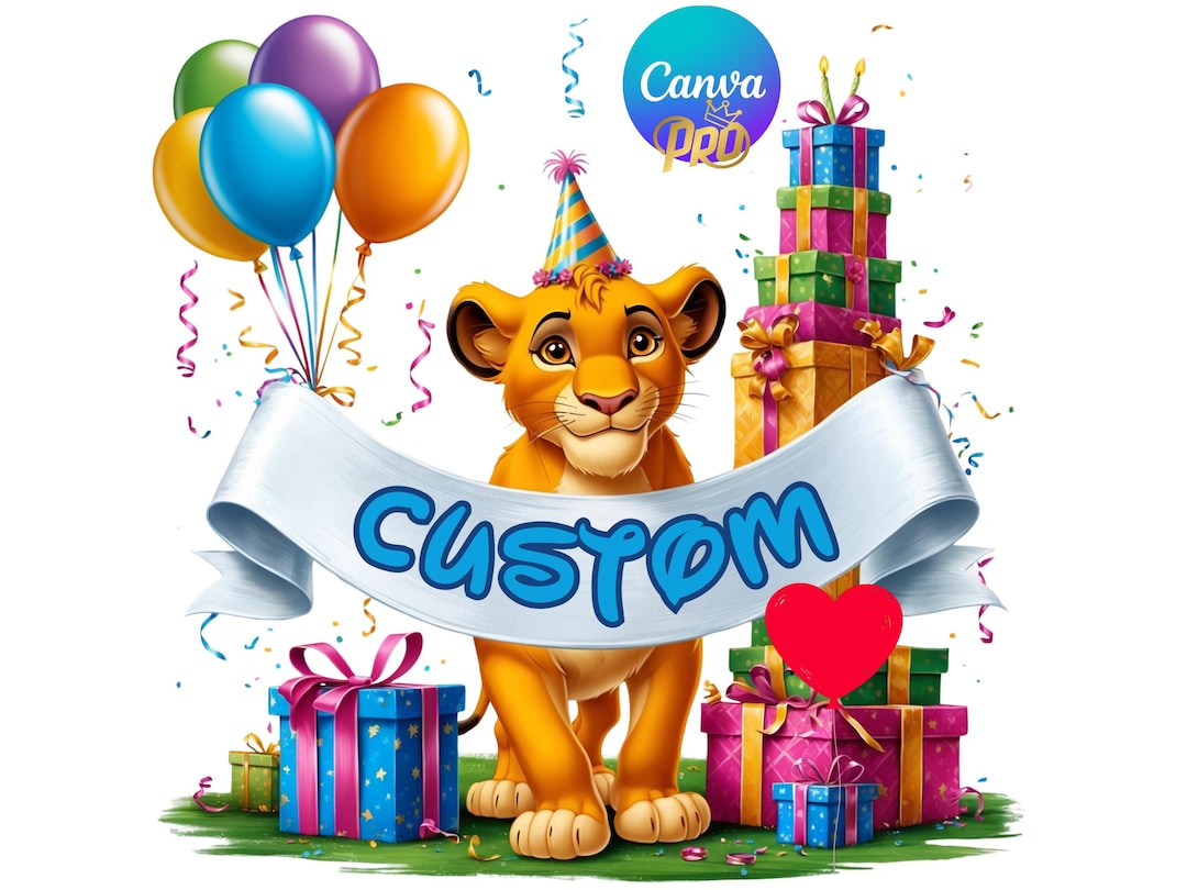 Lion King Simba Birthday Clipart: Customizable PNG Design (commercial ...