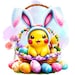 Digital Cute Pikachu Easter Bunny PNG Design Clipart -commercial Use ...