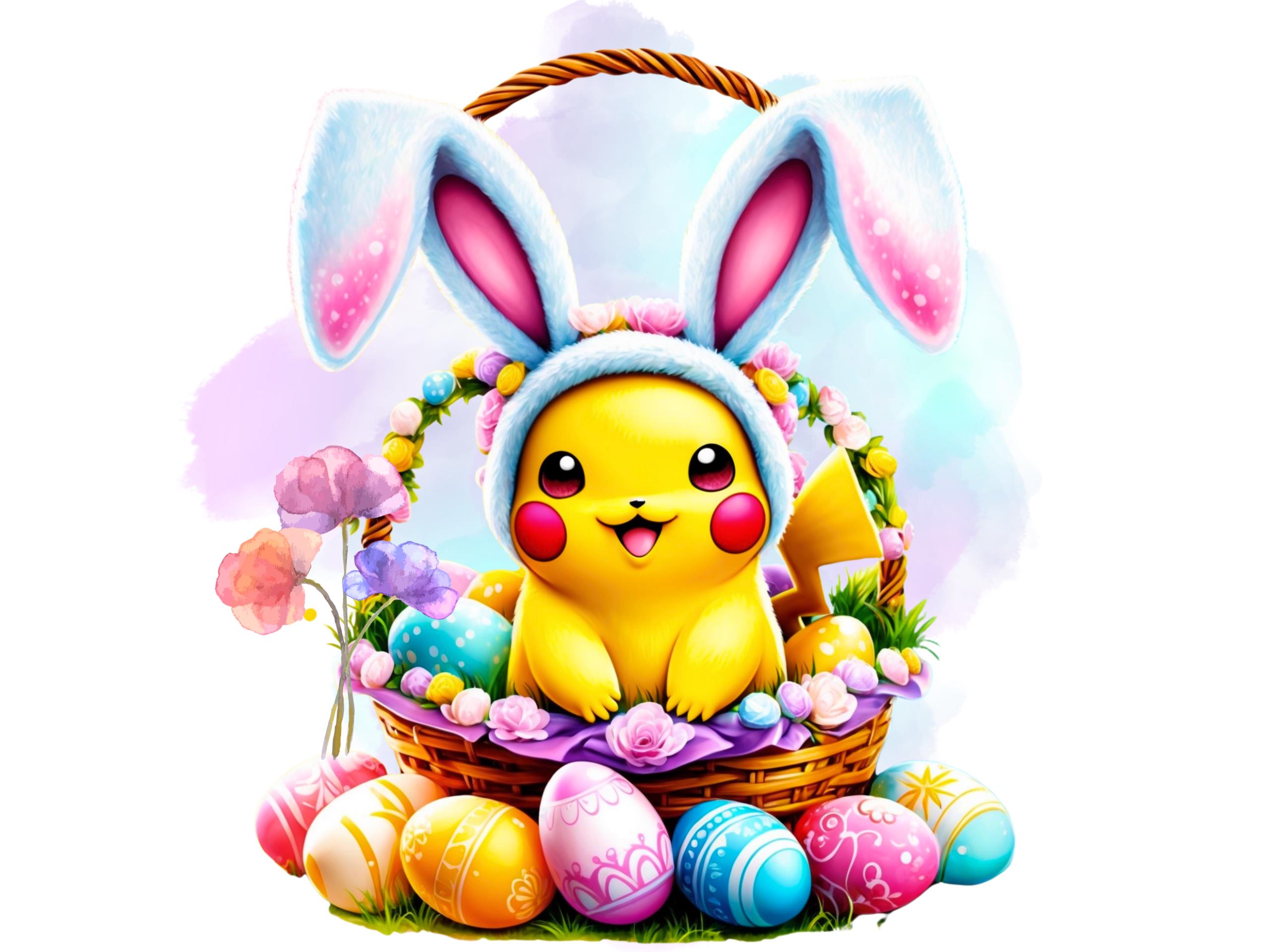 Digital Cute Pikachu Easter Bunny PNG Design Clipart -commercial Use, Instant Download ,cricut ...