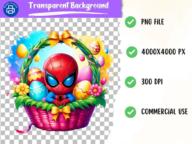 Superhero Spidey Easter PNG: Commercial Use Clipart (digital Download ...