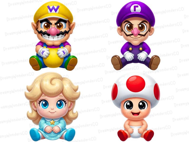 Super Mario Baby Characters Bundle – 12 PNG |chibi Baby Style Design ...