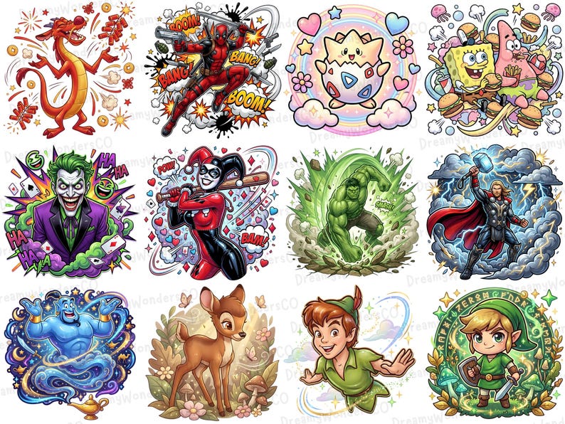 Cartoon MEGA Bundle – 110 Colorful Detailed PNG Designs – Gaming ...