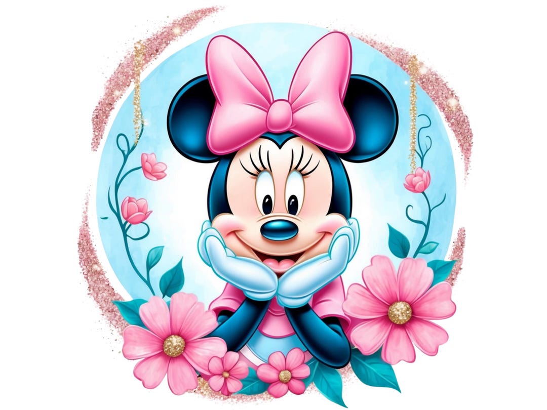 Minnie Mouse Flowers PNG Clipart: Floral Overlay Design (digital ...