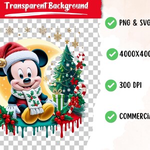 Christmas Mickey Mouse Clipart: Holiday PNG SVG Design (commercial Use ...
