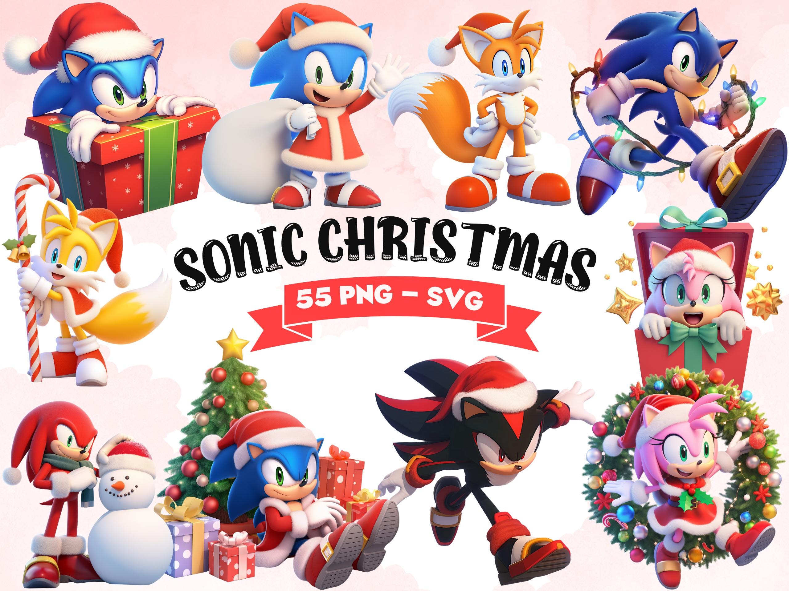 Christmas Sonic and Friends 55 PNG & SVG MEGA Digital Bundle Clipart - Commercial Use, Instant ...