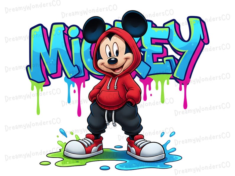 Mickey Graffiti Street Style PNG Design Clipart (commercial Use) - Etsy