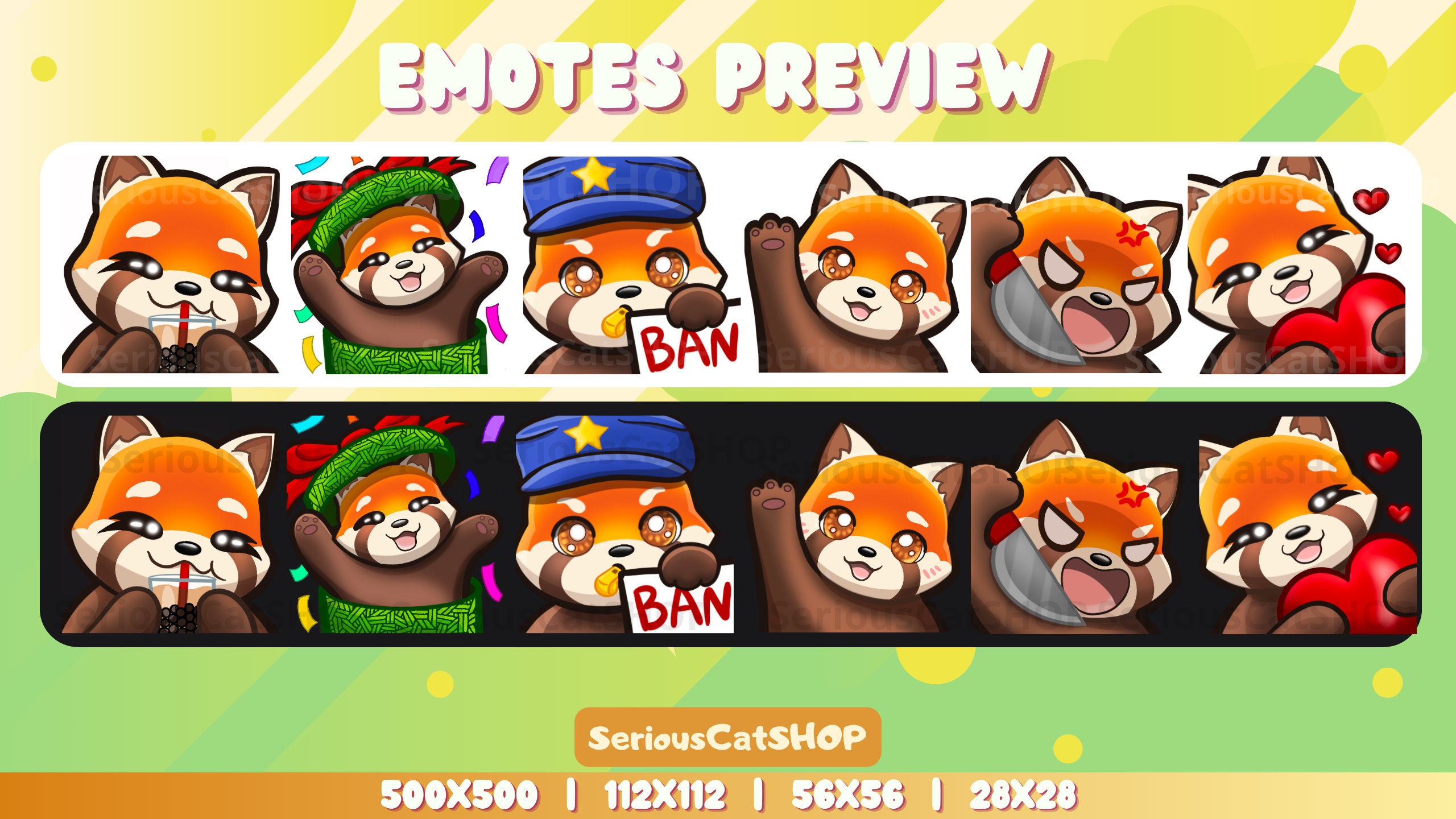 6 Red Panda Emotes 1 Pack Twitch / Discord / Youtube Cute Bundle Emote ...