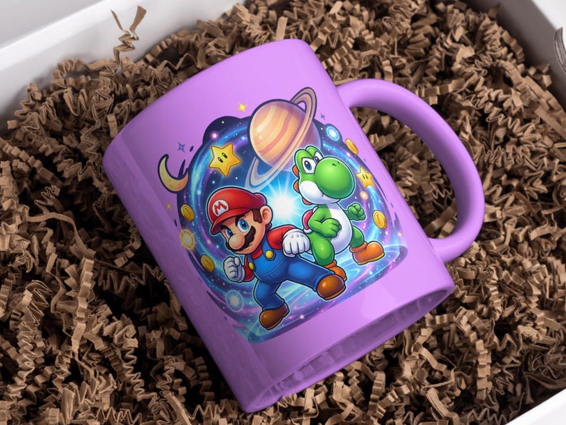 Mario & Yoshi Galaxy PNG – Cartoon Gaming Design (digital Download) - Etsy