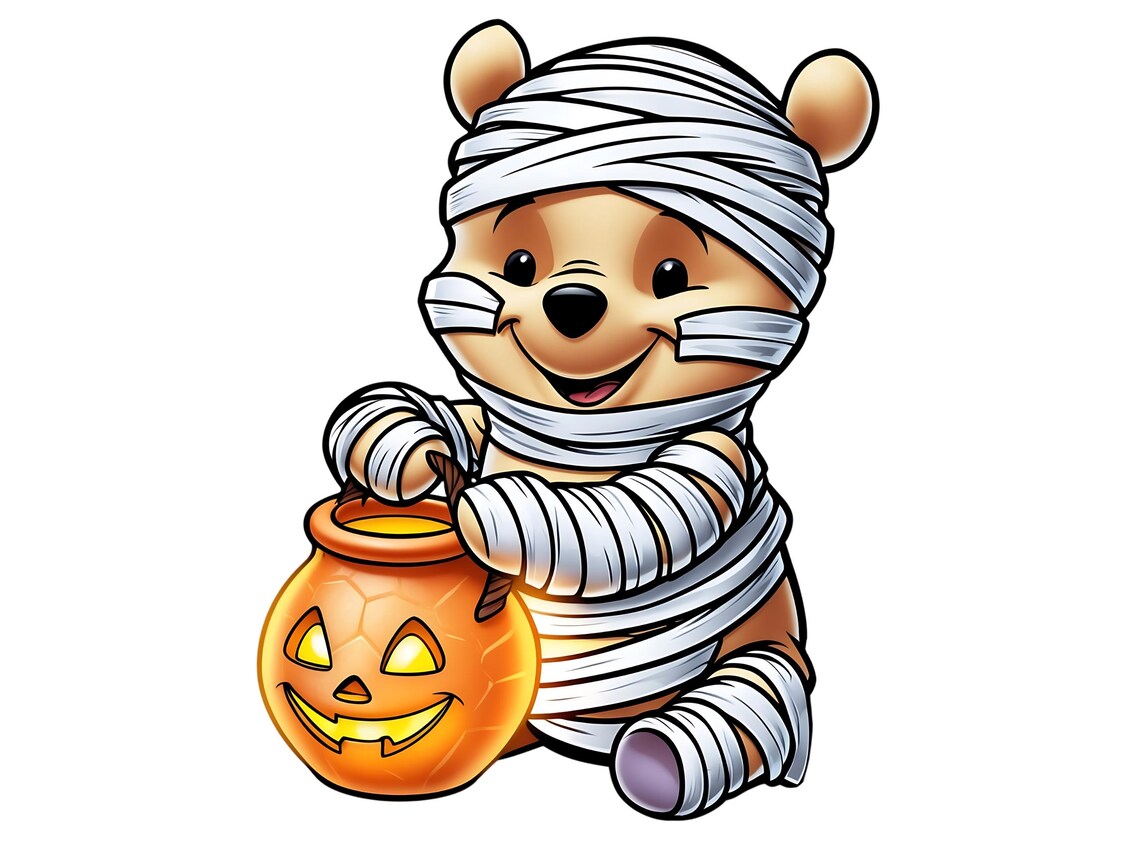 Halloween Winnie the Pooh Mummy Clipart: PNG & SVG Digital Design ...