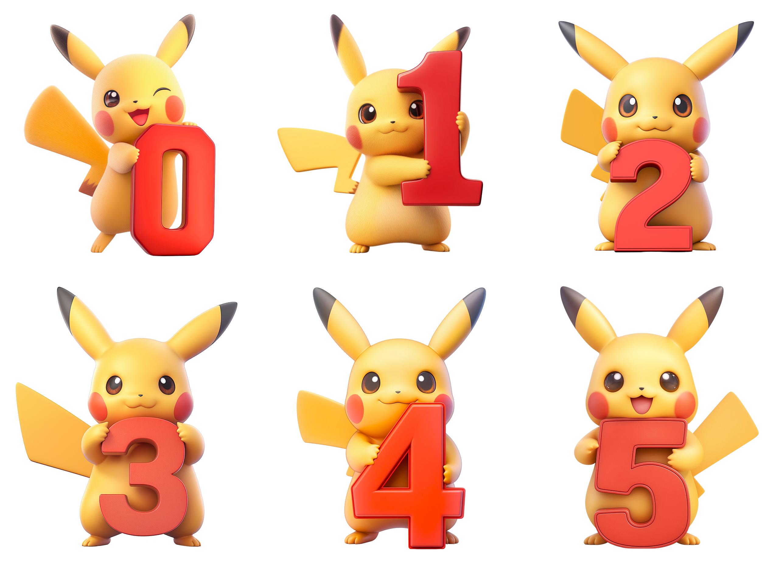 Digital Pikachu 11 Numbers Bundle PNG & SVG Clipart - Commercial Use ...