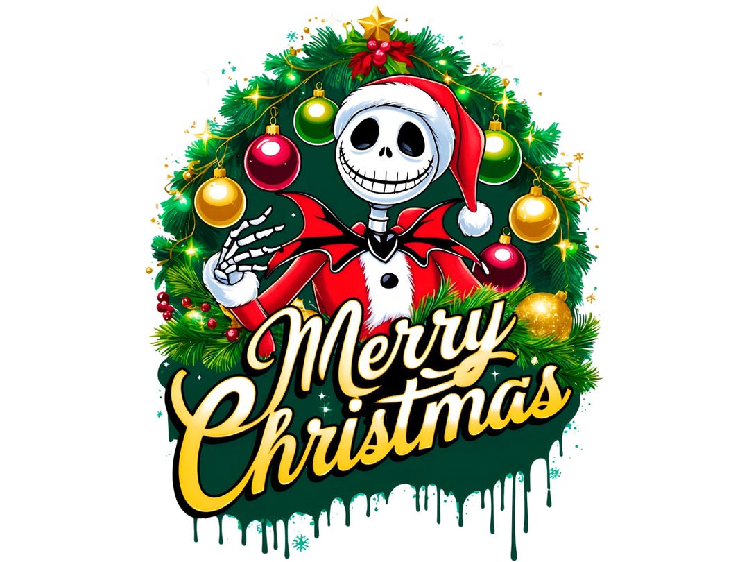 Jack Skellington Merry Christmas Clipart – PNG & SVG Digital Design - Etsy