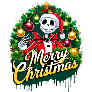 Cute Merry Christmas Jack Skellington PNG & SVG Digital Design Clipart ...